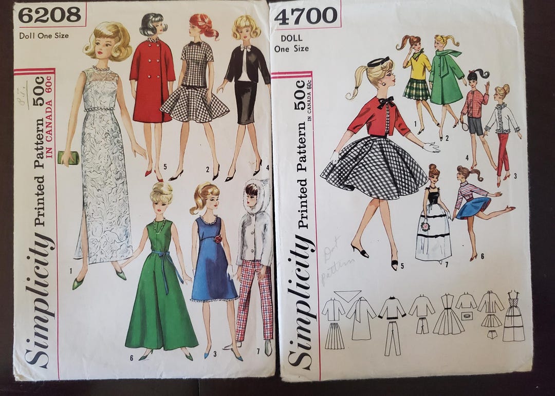 Simplicity Doll Clothing Patterns No. 4700 and 6208 for 11.5