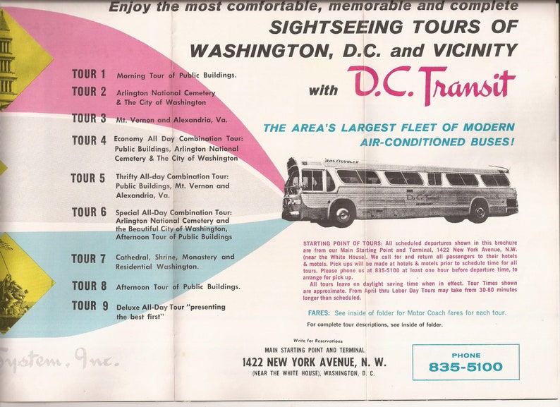 Washington DC Sightseeing Brochures, Bus Tours, Vintage Ephemera ...