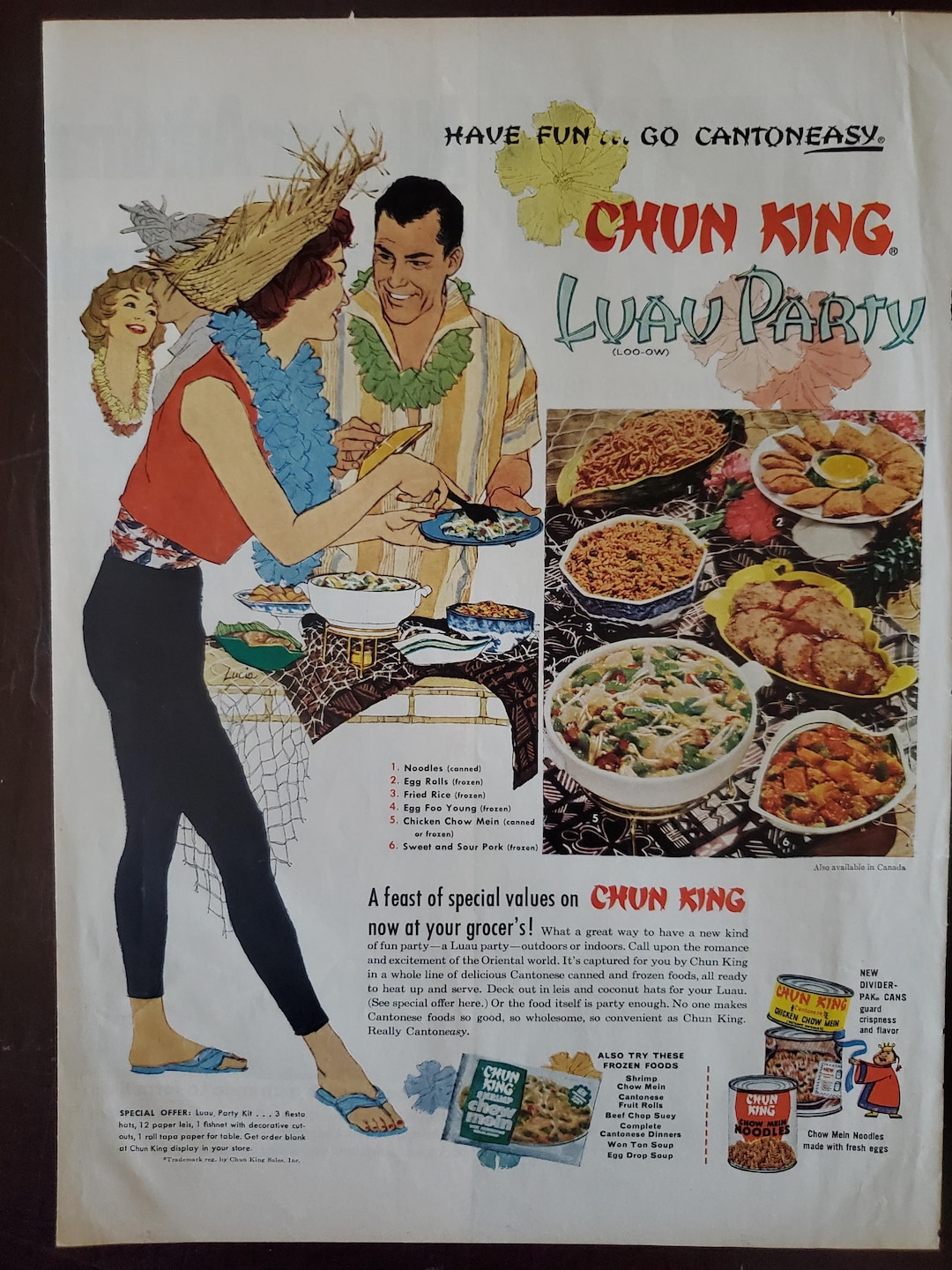 Chun King Luau Party Vintage Magazine Advertisement, Canned and Frozen ...