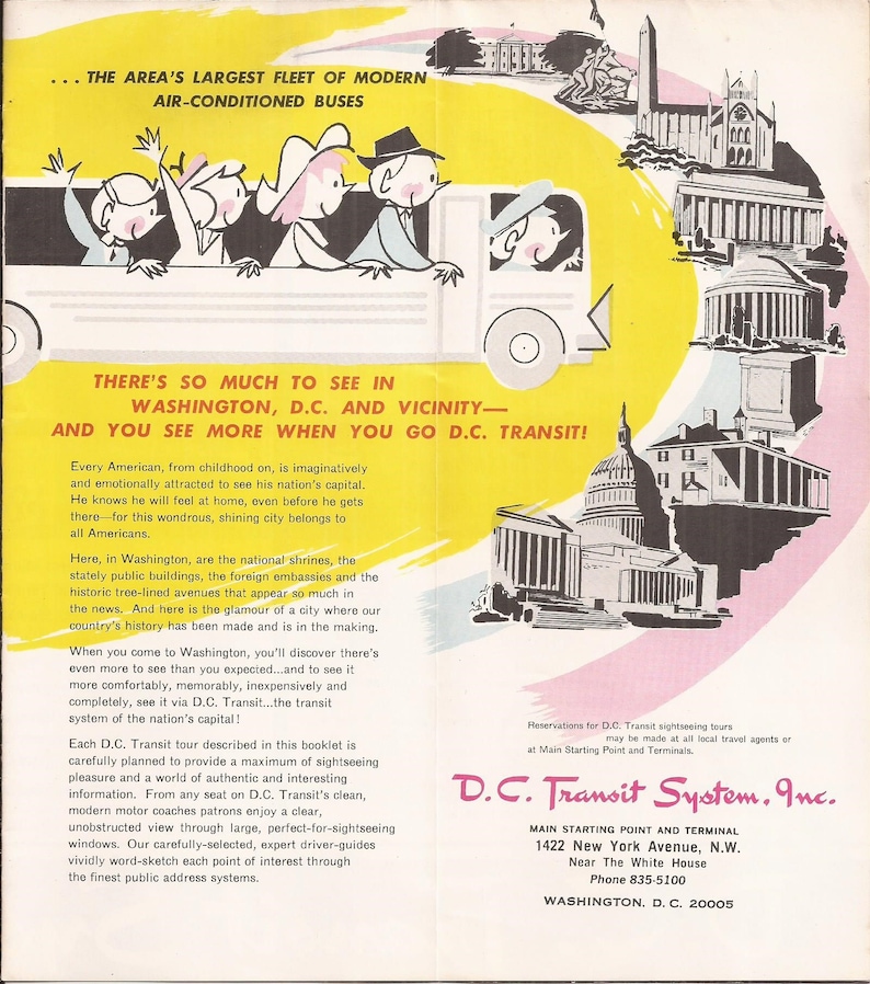 Washington DC Sightseeing Brochures, Bus Tours, Vintage Ephemera ...