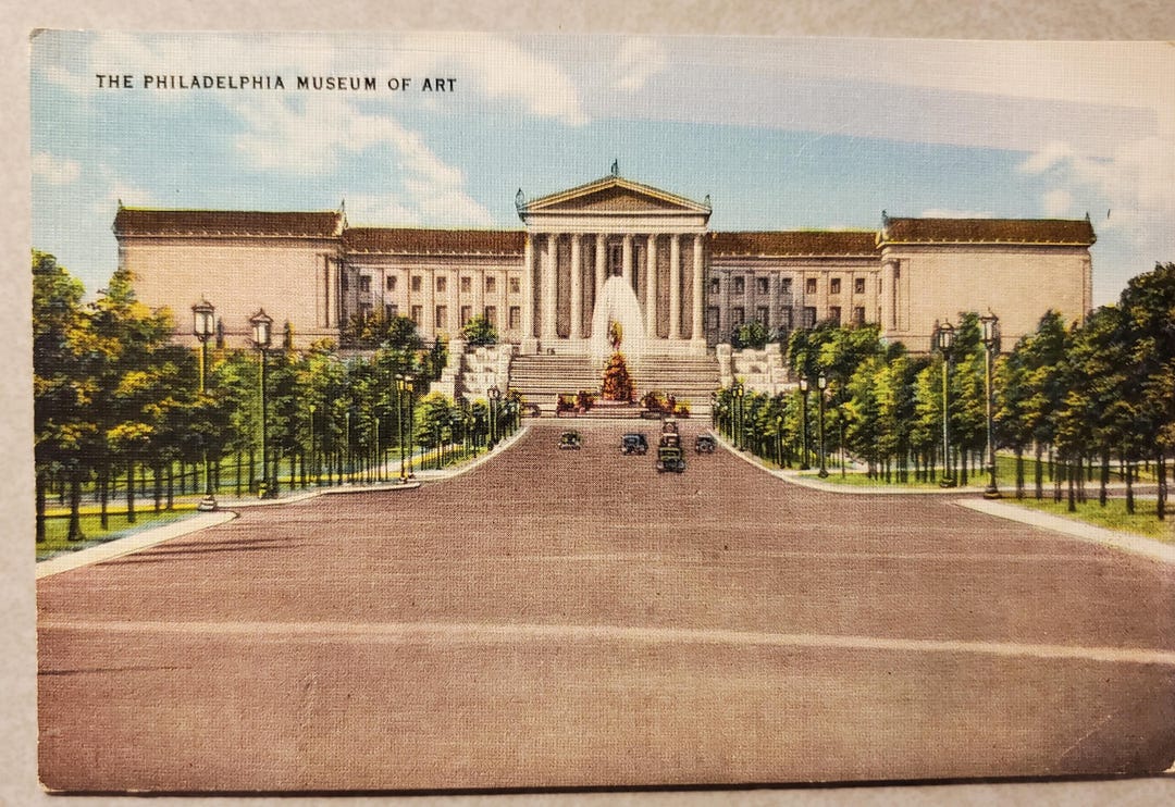The Philadelphia Museum of Art, Vintage Color Illustrated Linen ...