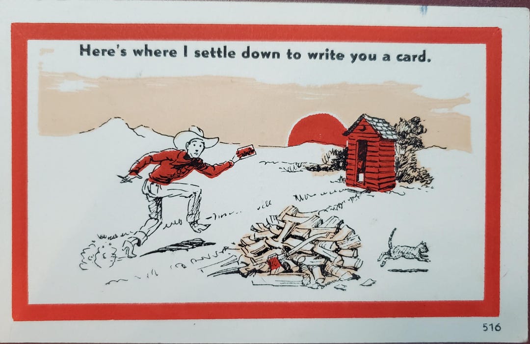 Outhouse Humor, Postcard Silliness, Vintage Illustrated Postcard ...
