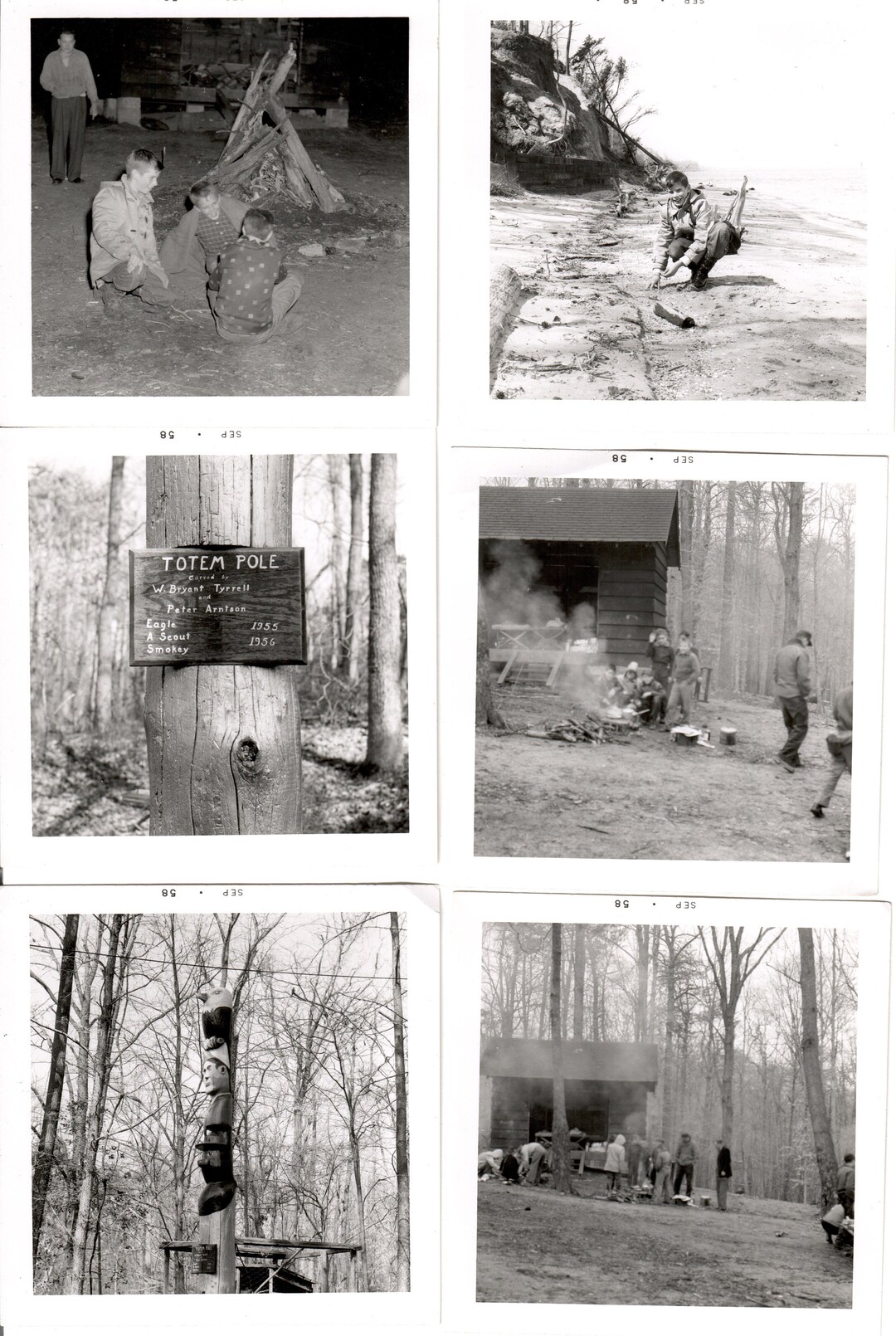 Boy Scout Camp, Totem Pole, Camping, Vintage Photographs, Set of 9 ...