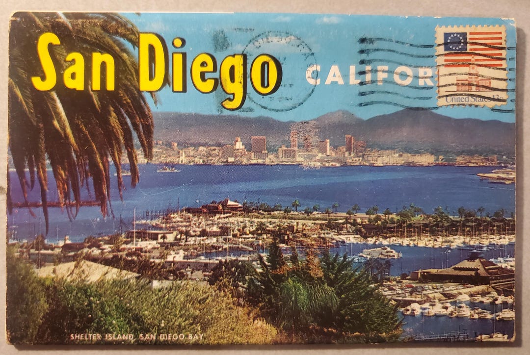 San Diego California Postcard Set, Folding Postcard Set, Vintage Color ...