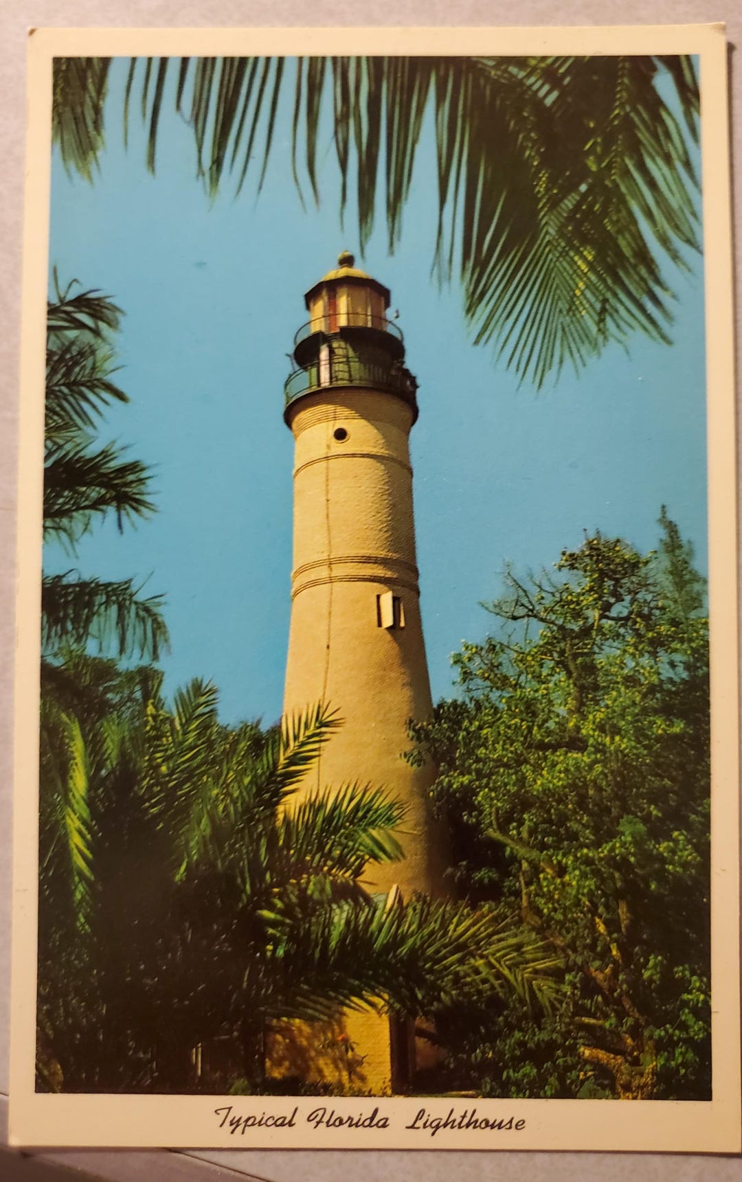 Tropical Florida Lighthouse, Florida Keys, Vintage Color Photo Postcard ...