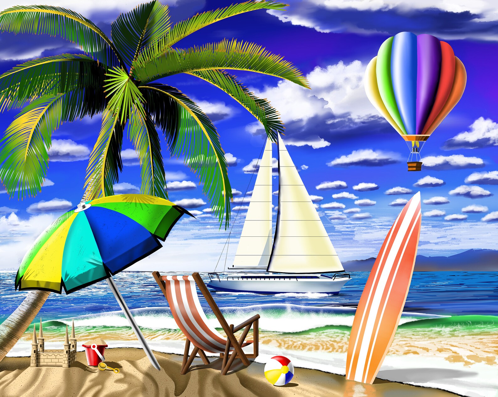 Premium Jigsaw Board Game Puzzle Tropical Summer Beach Puzzle of 250 or ...