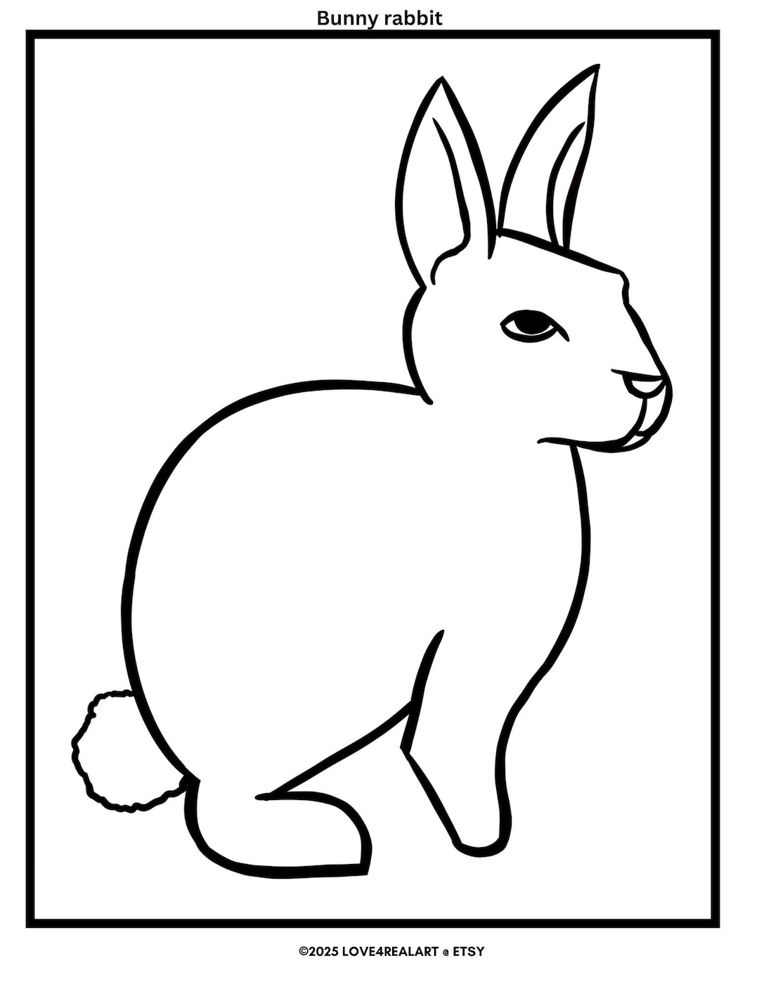 A Bunny Rabbit Coloring Sheet, Digital Image, Single Page, JPEG and PDF ...