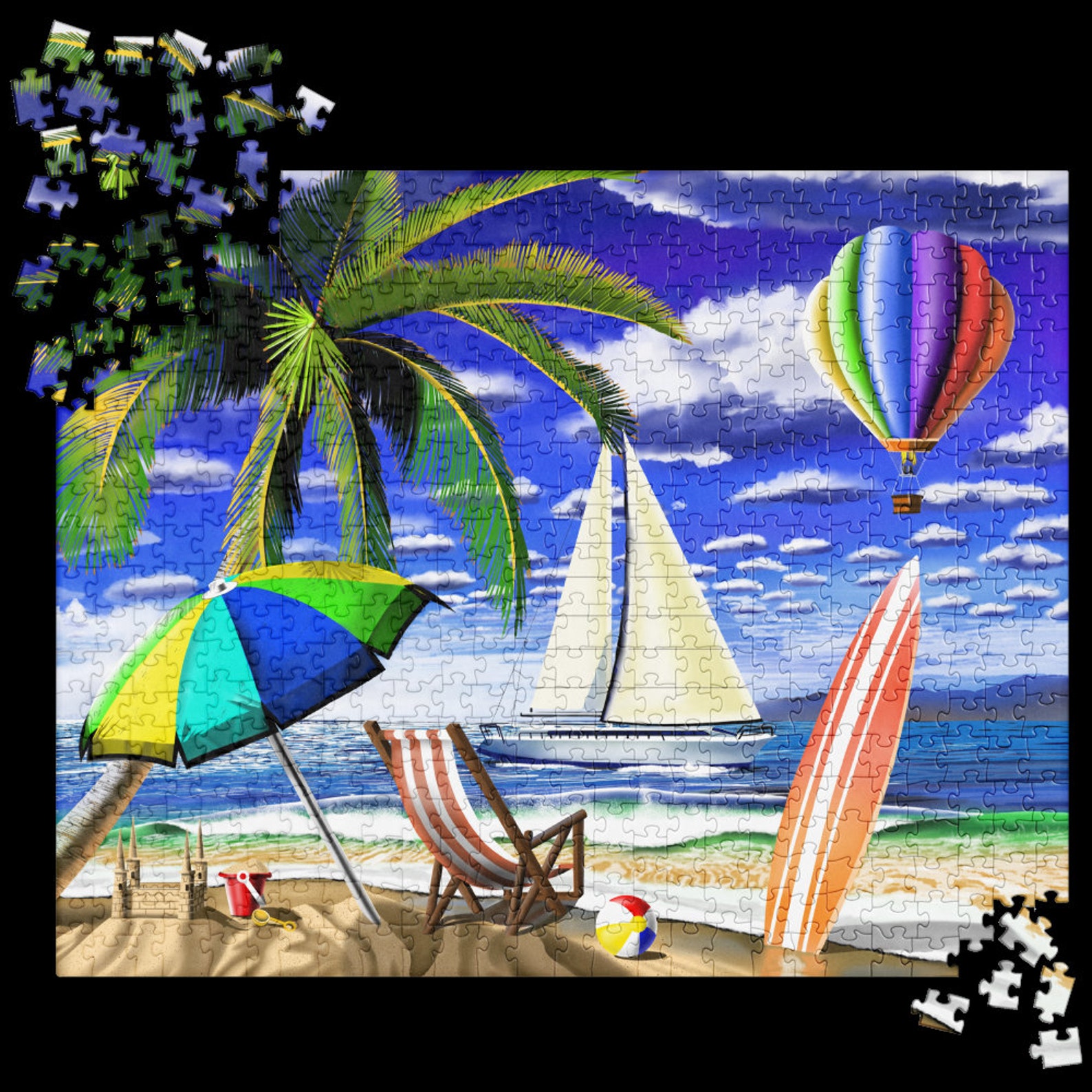 Premium Jigsaw Board Game Puzzle Tropical Summer Beach Puzzle of 250 or ...