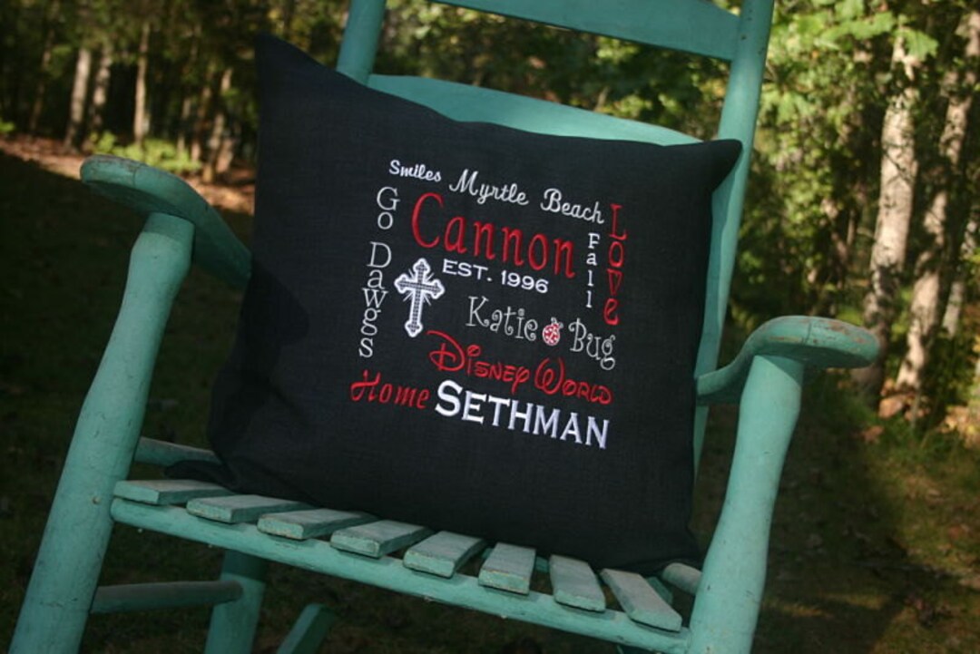 Premium Custom Embroidered Keepsake Pillow - Black - Etsy