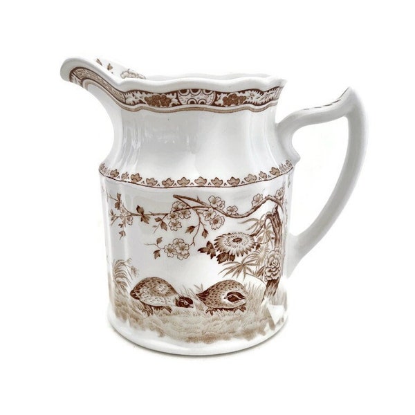 Brown Transferware Pitcher - Etsy