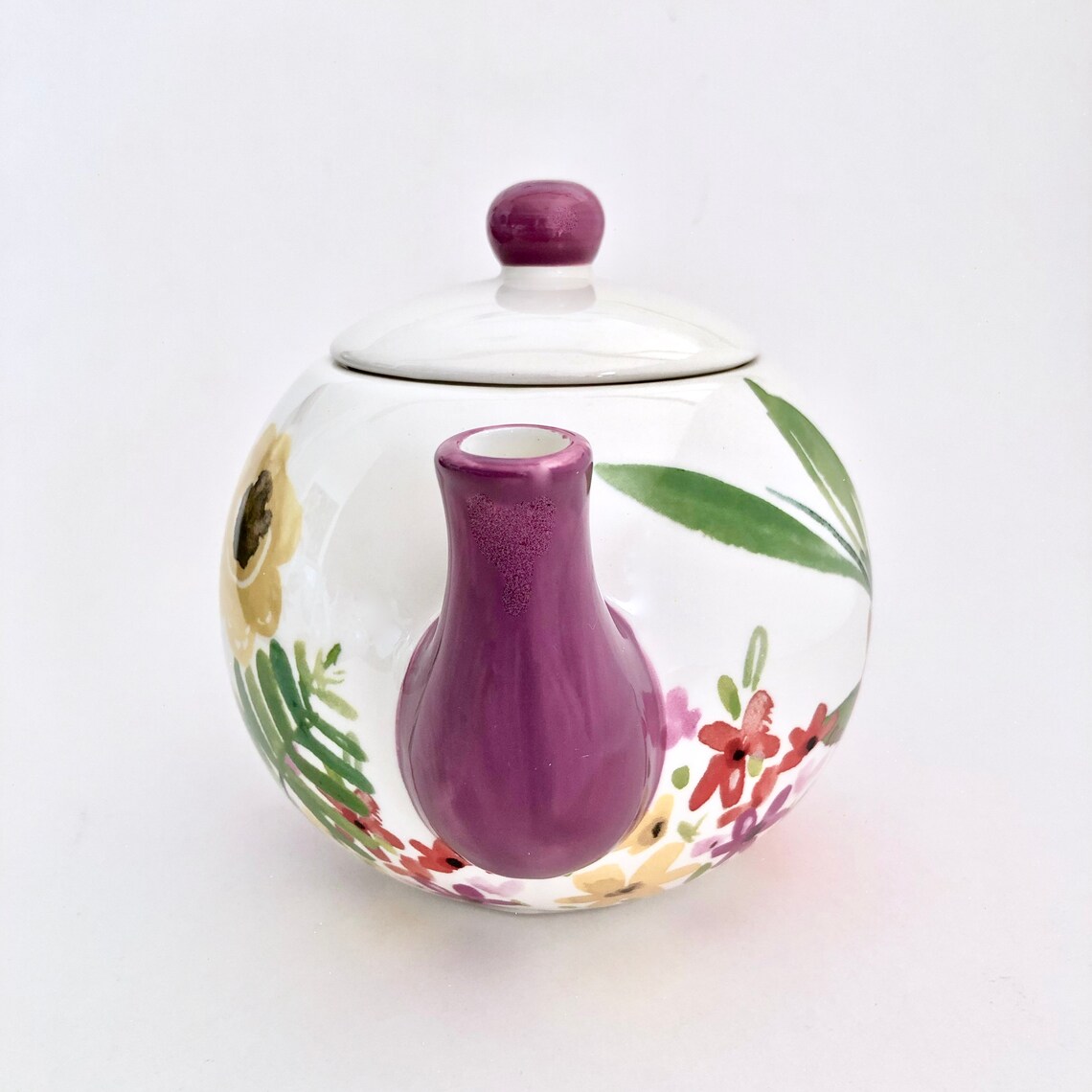 Mod Teapot by Tag Retro Floral Teapot Orange Poppy Teapot | Etsy