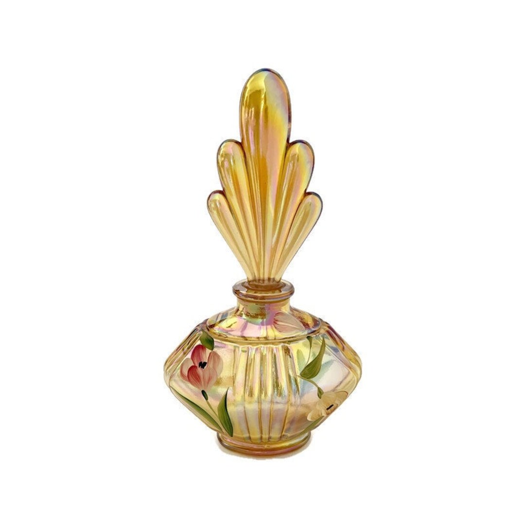 Vintage Fenton Perfume Bottle | Autumn Gold Carnival Glass, Hand ...