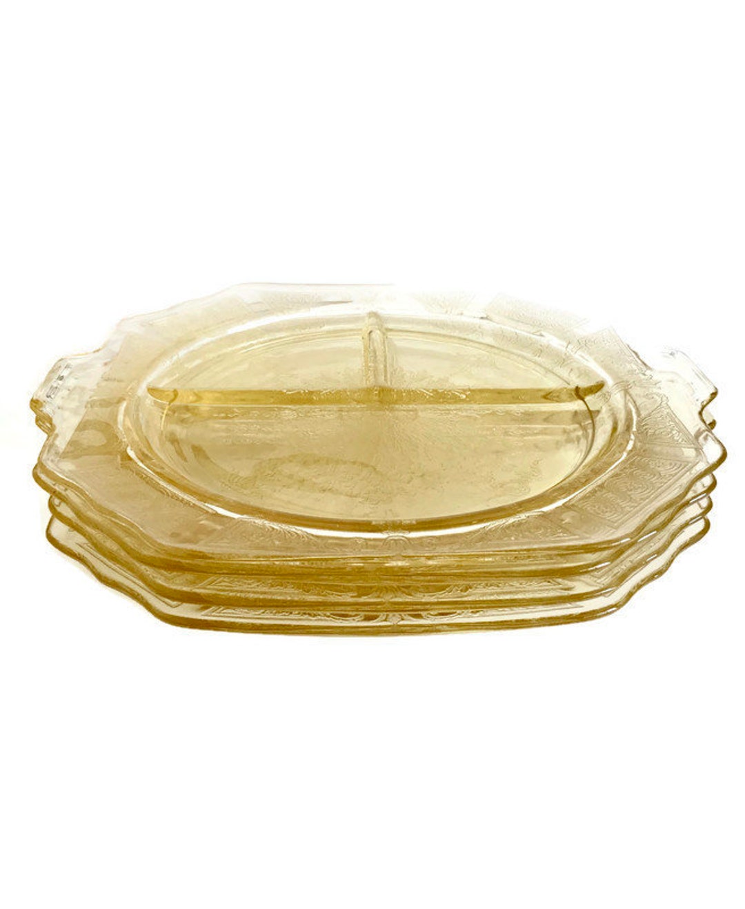 Depression Glass Grill Plates 1930s Topaz Princess Pattern Hocking ...
