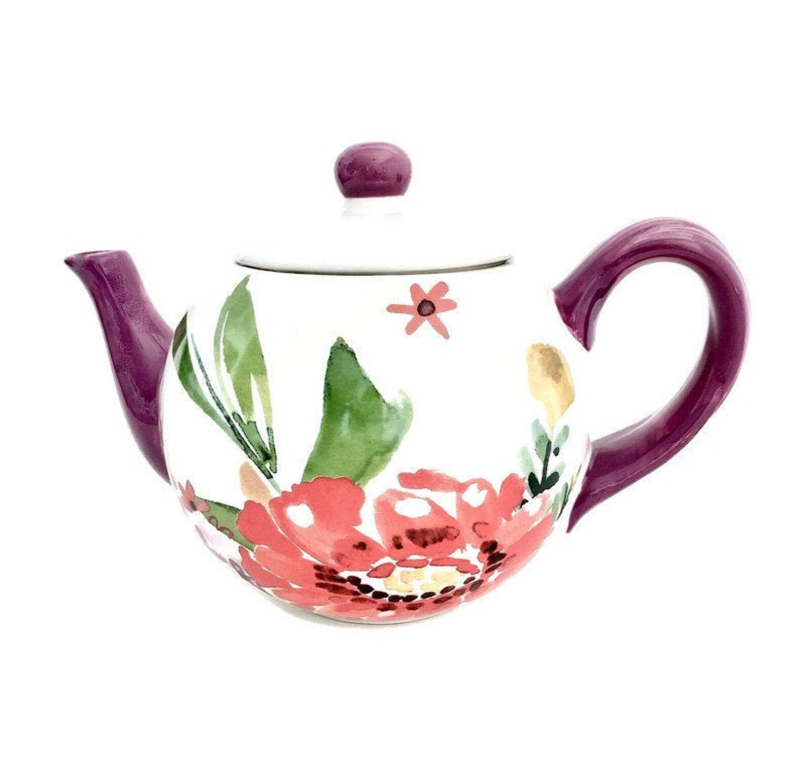 Mod Teapot by Tag Retro Floral Teapot Orange Poppy Teapot | Etsy