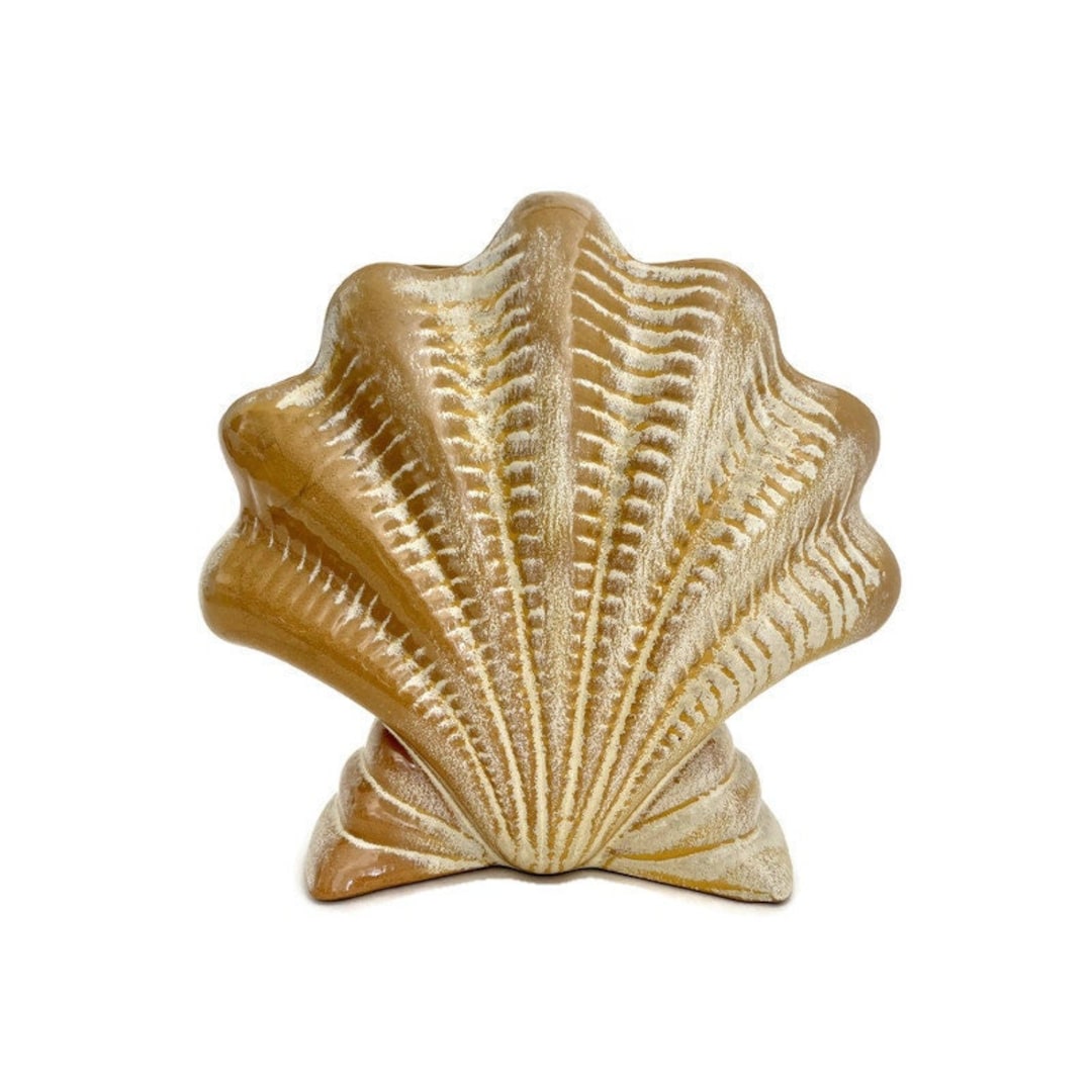 Fluted Shell Vase 1940s Frankoma Pottery 54 Desert Gold Glaze Sapulpa ...