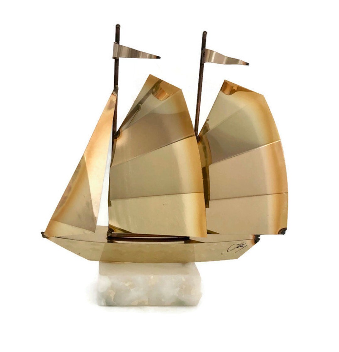 Sailboat Sculpture 1970s 10.5" | Signed Modernist Art | Nautical Decor ...