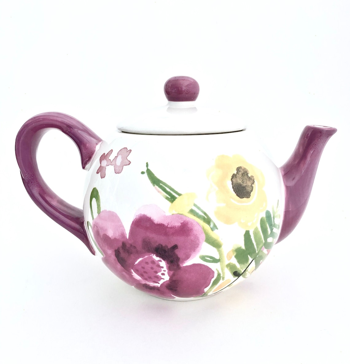 Mod Teapot by Tag Retro Floral Teapot Orange Poppy Teapot | Etsy