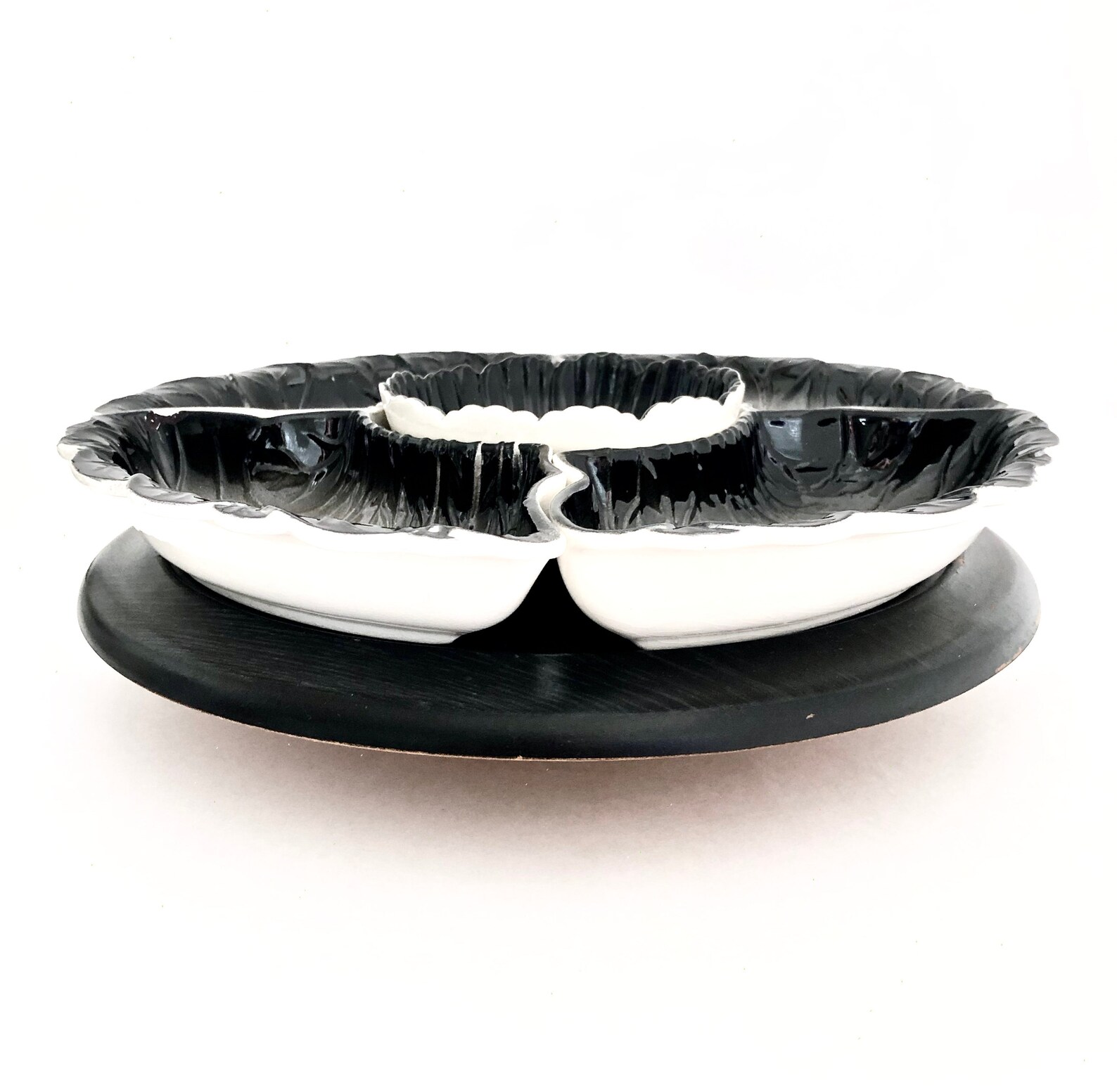 Black and White Lazy Susan 1950s Revolving 6-PC Snack Tray - Etsy