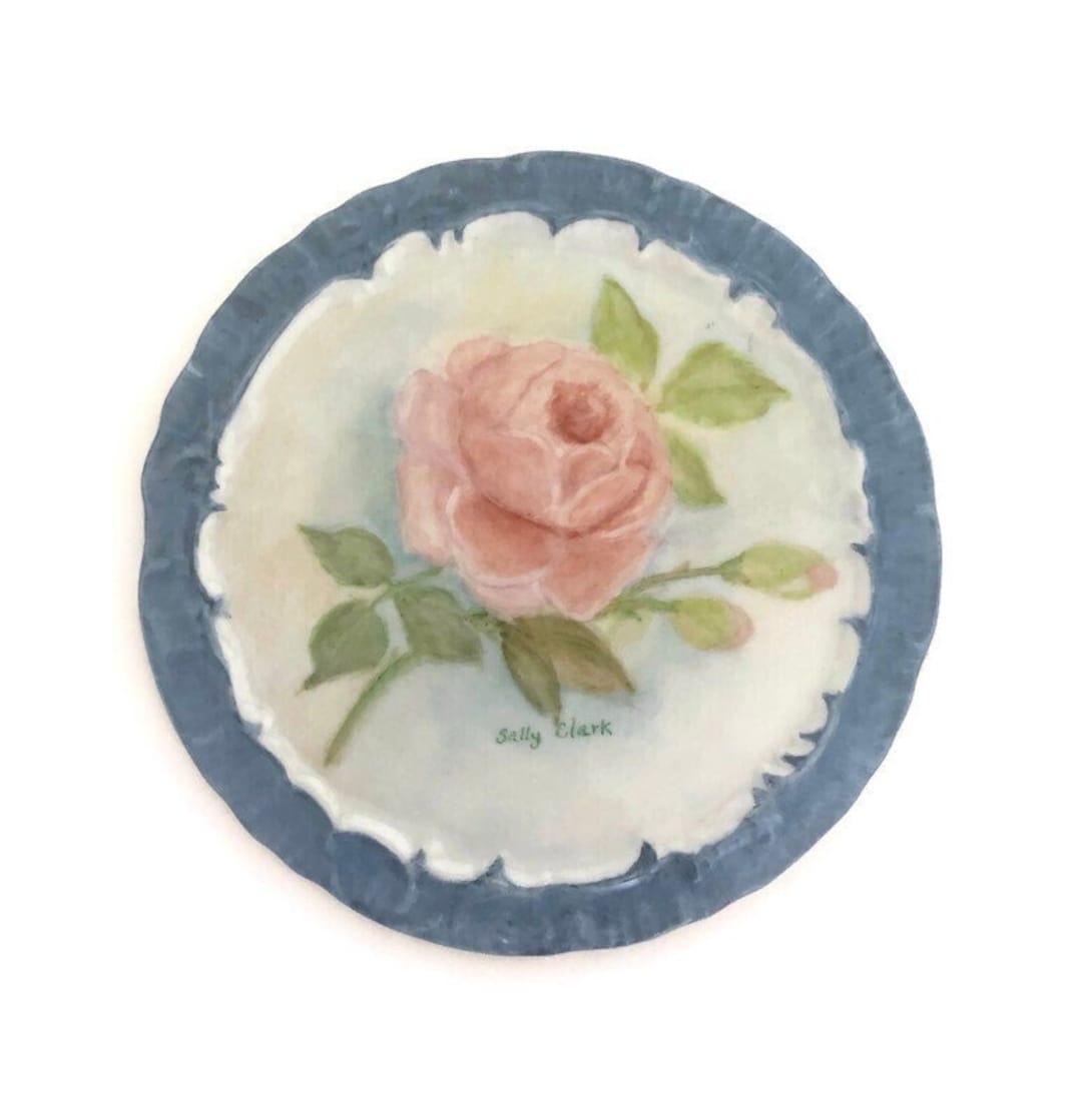 Vintage Pink Rose Tea Trivet | Hand Painted Floral Tile, Artist Signed ...