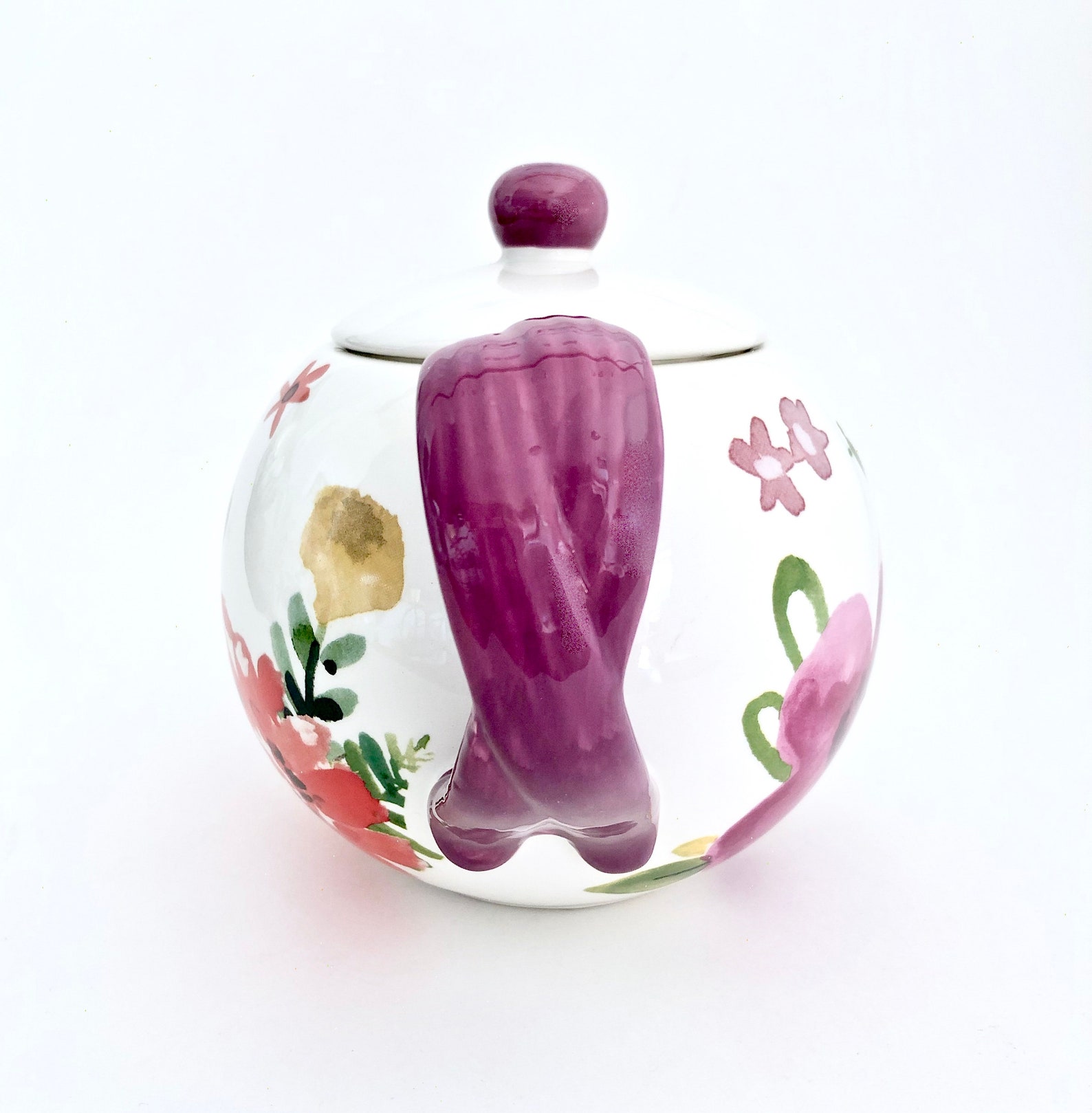 Mod Teapot by Tag Retro Floral Teapot Orange Poppy Teapot | Etsy