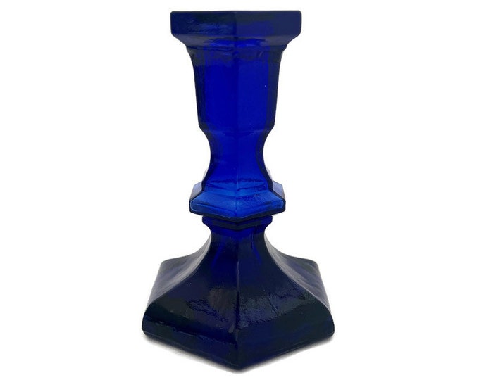 Cobalt Blue Glass Octagon Bud Vase | Indigo Blue | Taper Candleholder ...