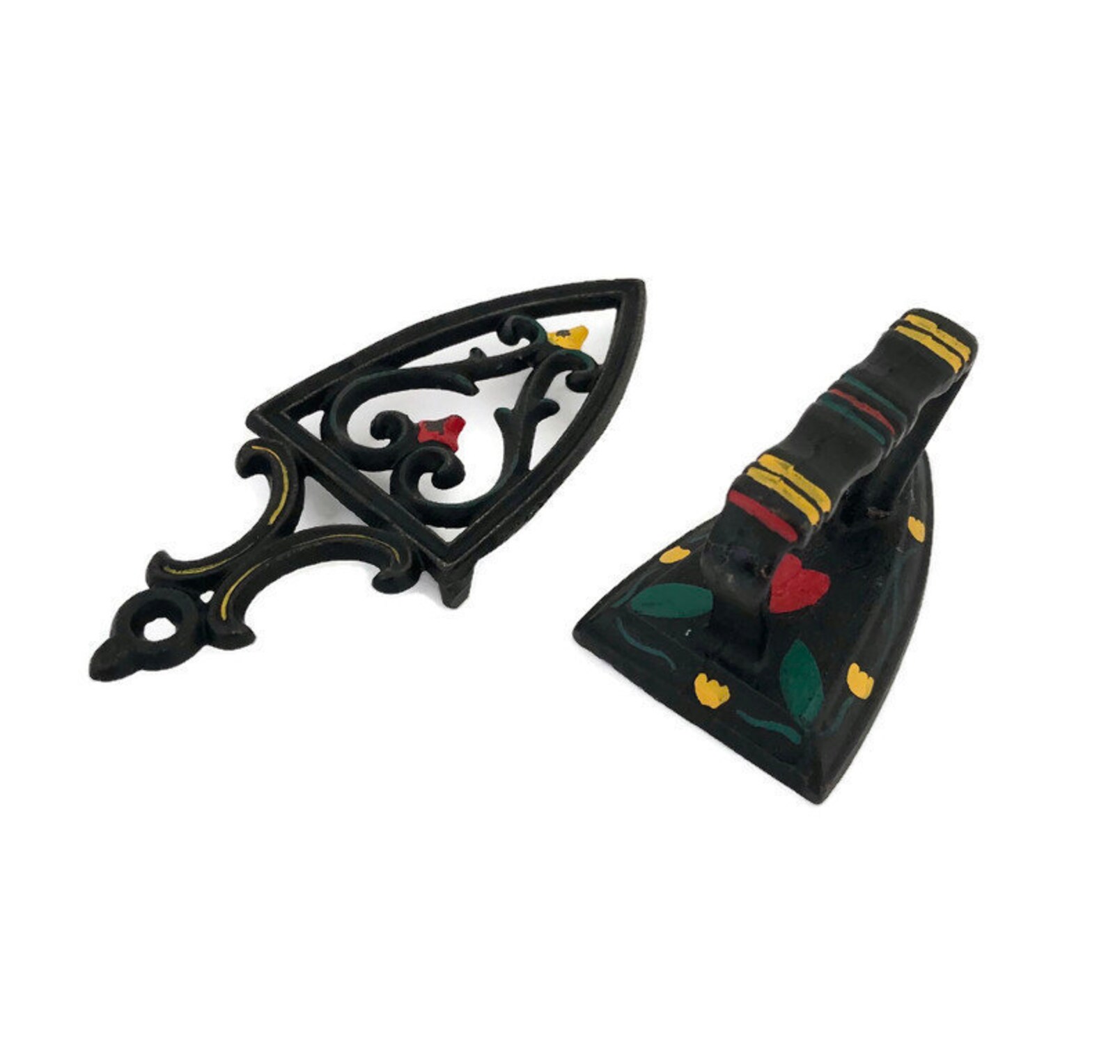 Miniature Sad Iron and Trivet 1950s Hand Painted Folk Art - Etsy