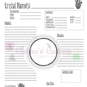 Crystal Grimoire Page | Crystal Book of Shadows Printable | Crystal ...