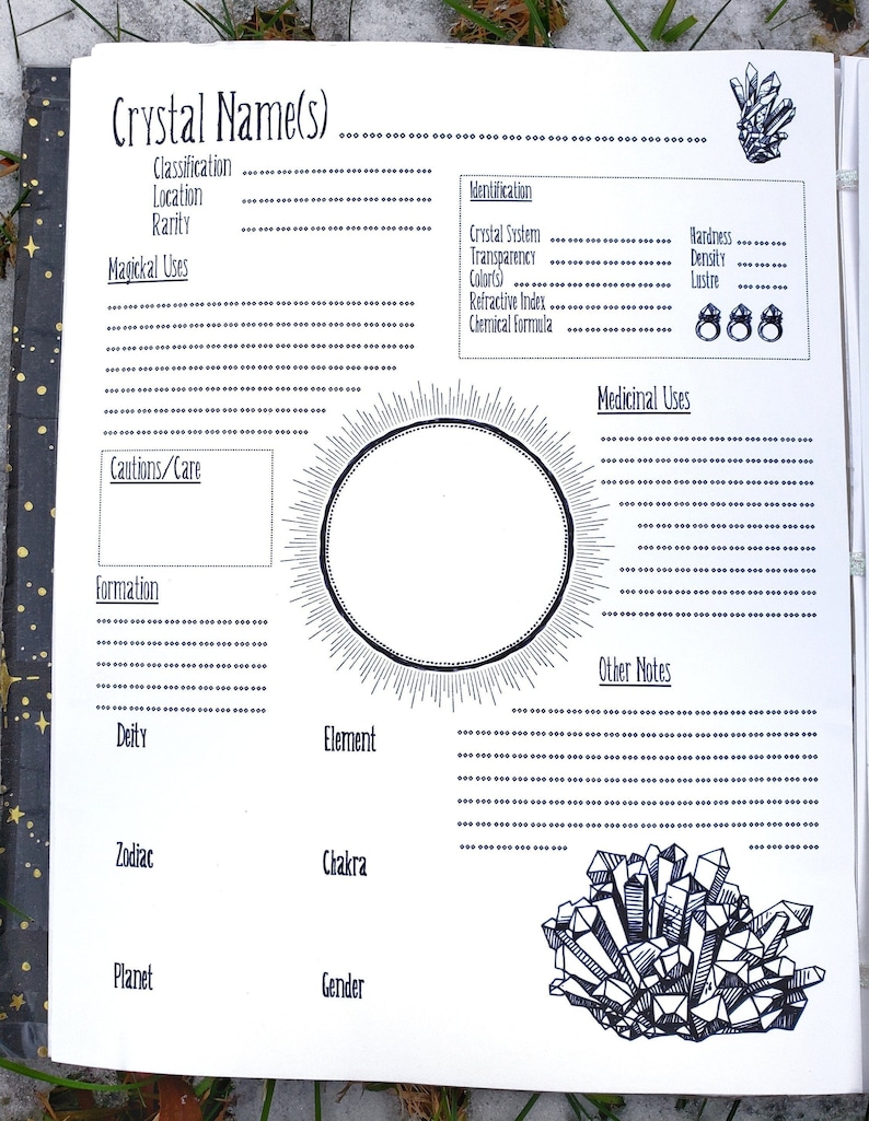 Crystal Journal Digital Book of Shadows Printable | Blank Grimoire ...