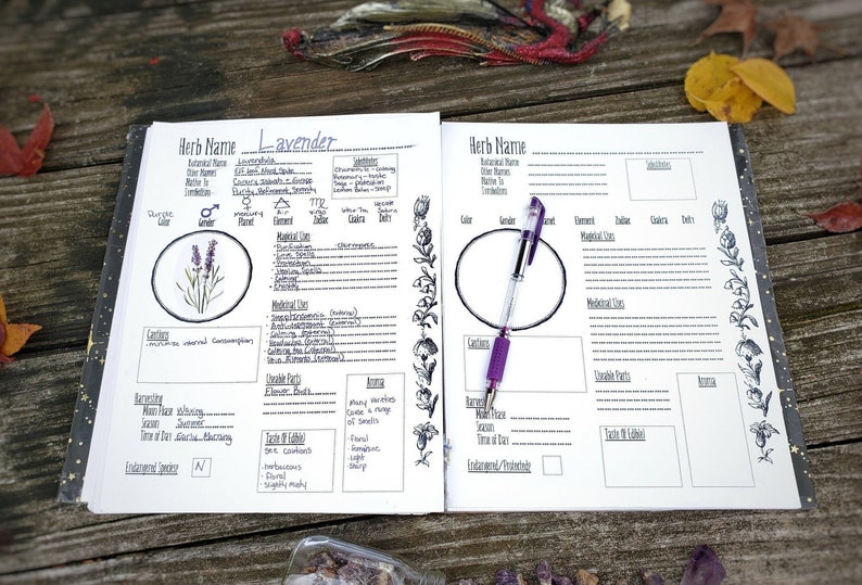 Printable Herbs BOS Blank Grimoire Book of Shadows Page - Etsy