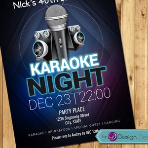 Karaoke Night Invitation Karaoke Birthday Party Invitation. - Etsy