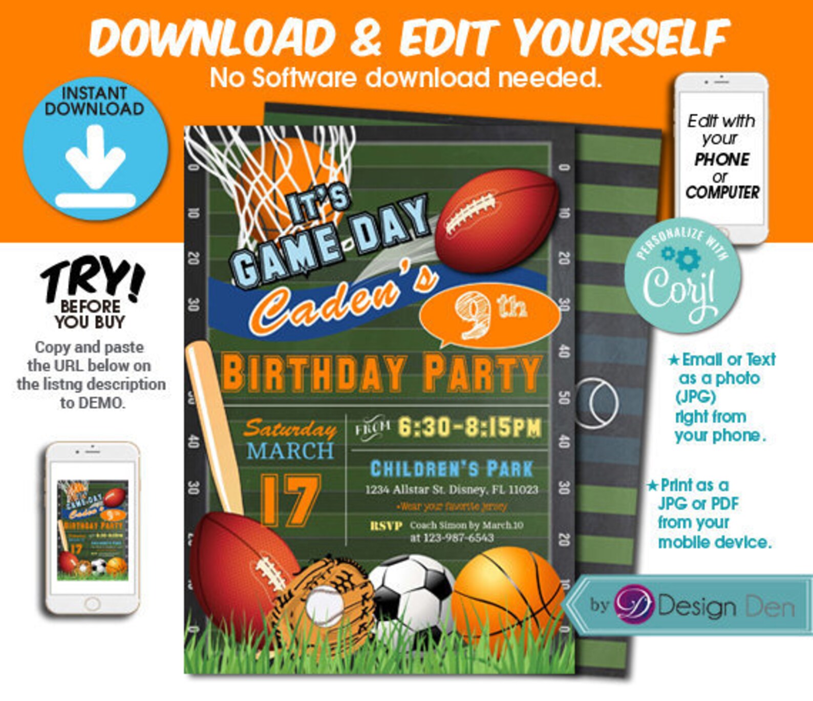 EDITABLE All Star Invitation / Sports Theme / Boy Sports - Etsy