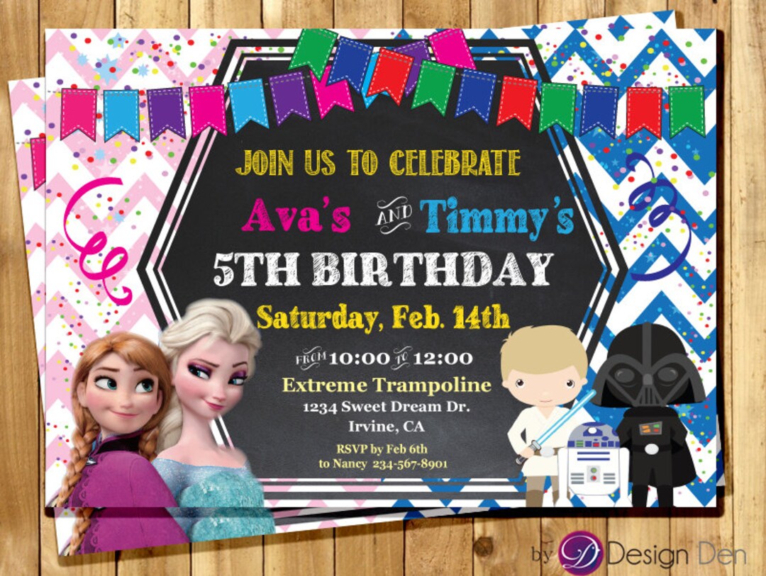 Frozen and Galaxy Wars JOINT Birthday Party Invitations. /star - Etsy