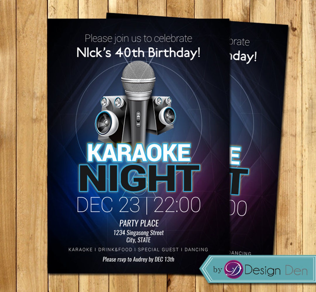 Karaoke Night Invitation Karaoke Birthday Party Invitation. - Etsy