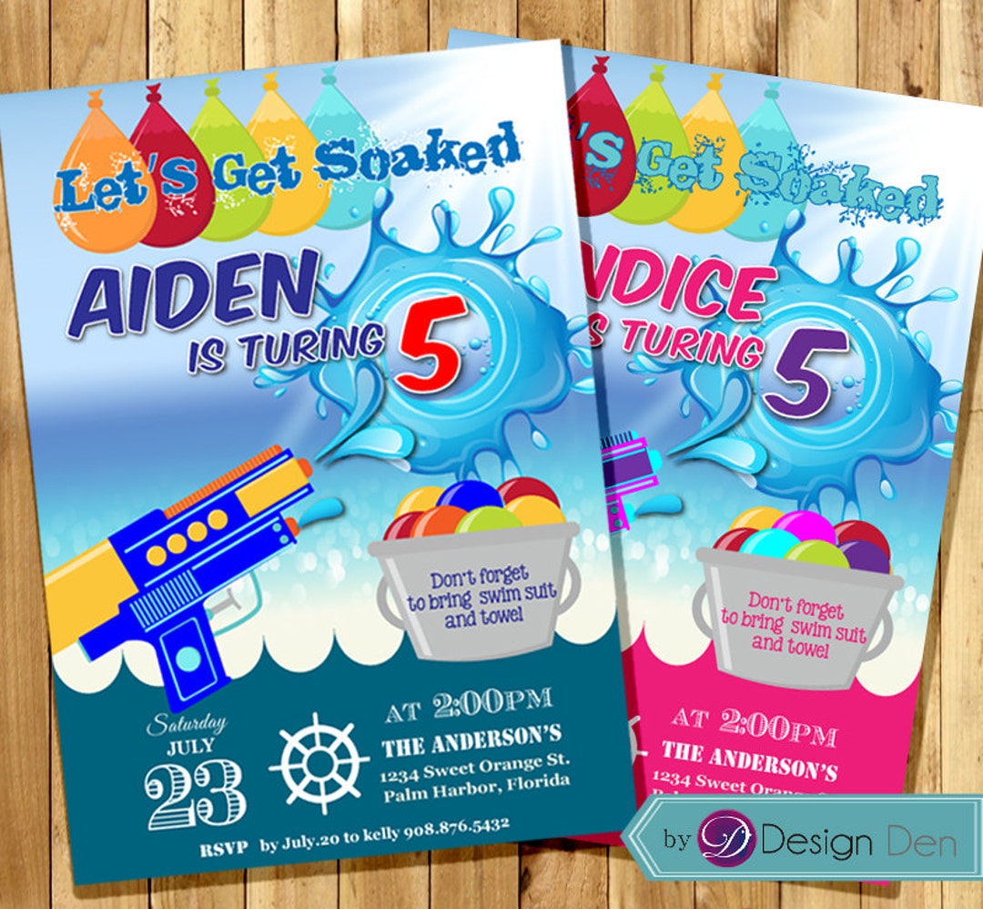 Water Gun Party Invitation / Water Balloon Party / Summer Party ...