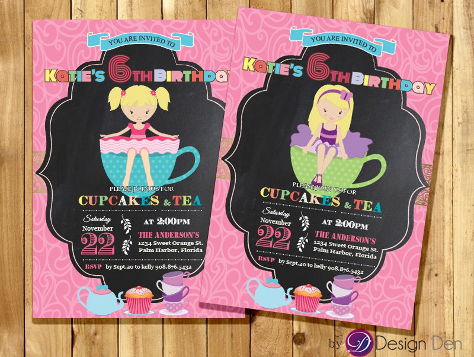 Girls Tea Party Birthday Invitations. Tea Party Chalk Board - Etsy