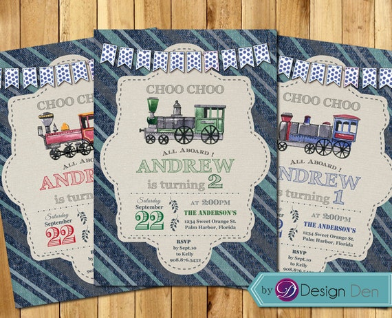 Vintage Train Birthday Invitation Train Lover Invitation | Etsy