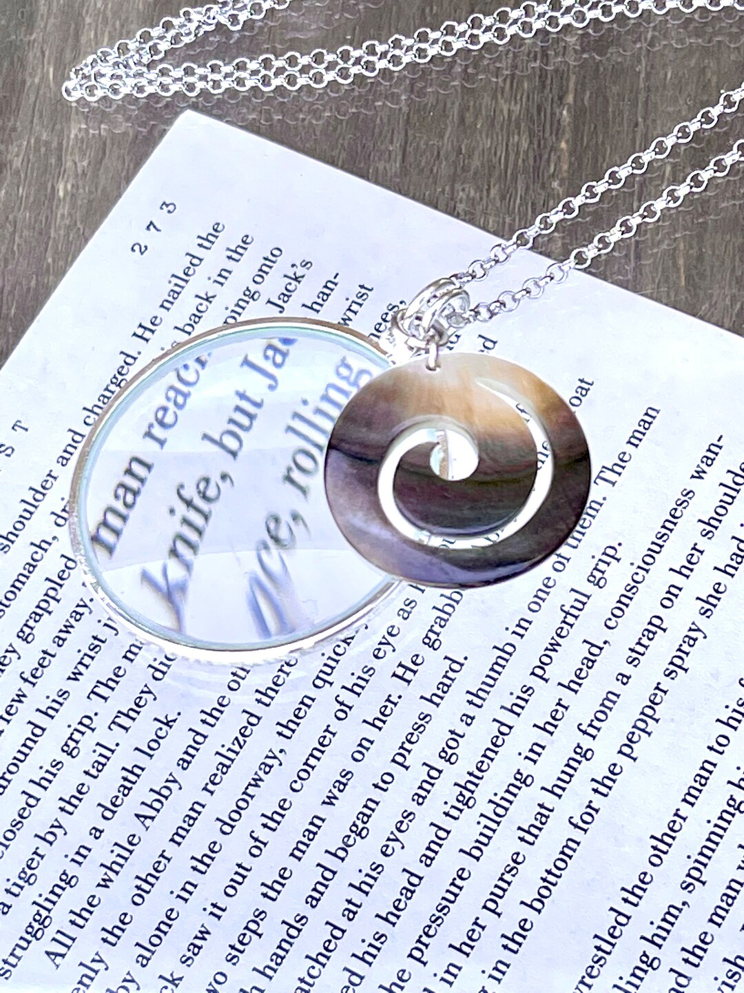 Sterling Silver Magnifying Glass Necklace, Silver Monocle Necklace ...