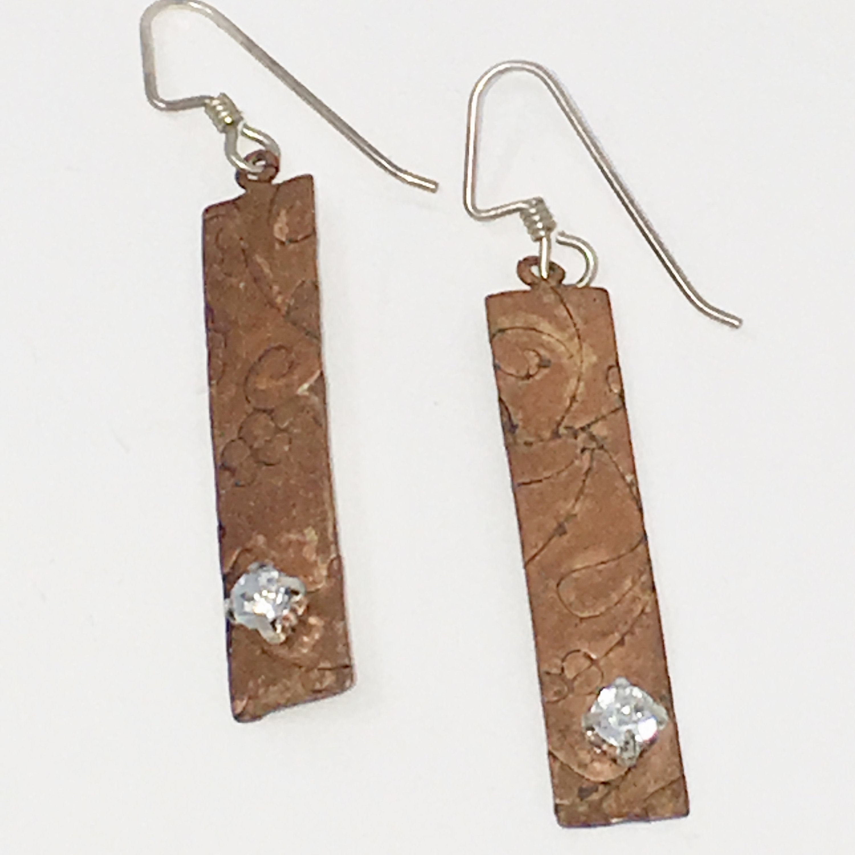 Copper Etched Rhinestone Earrings