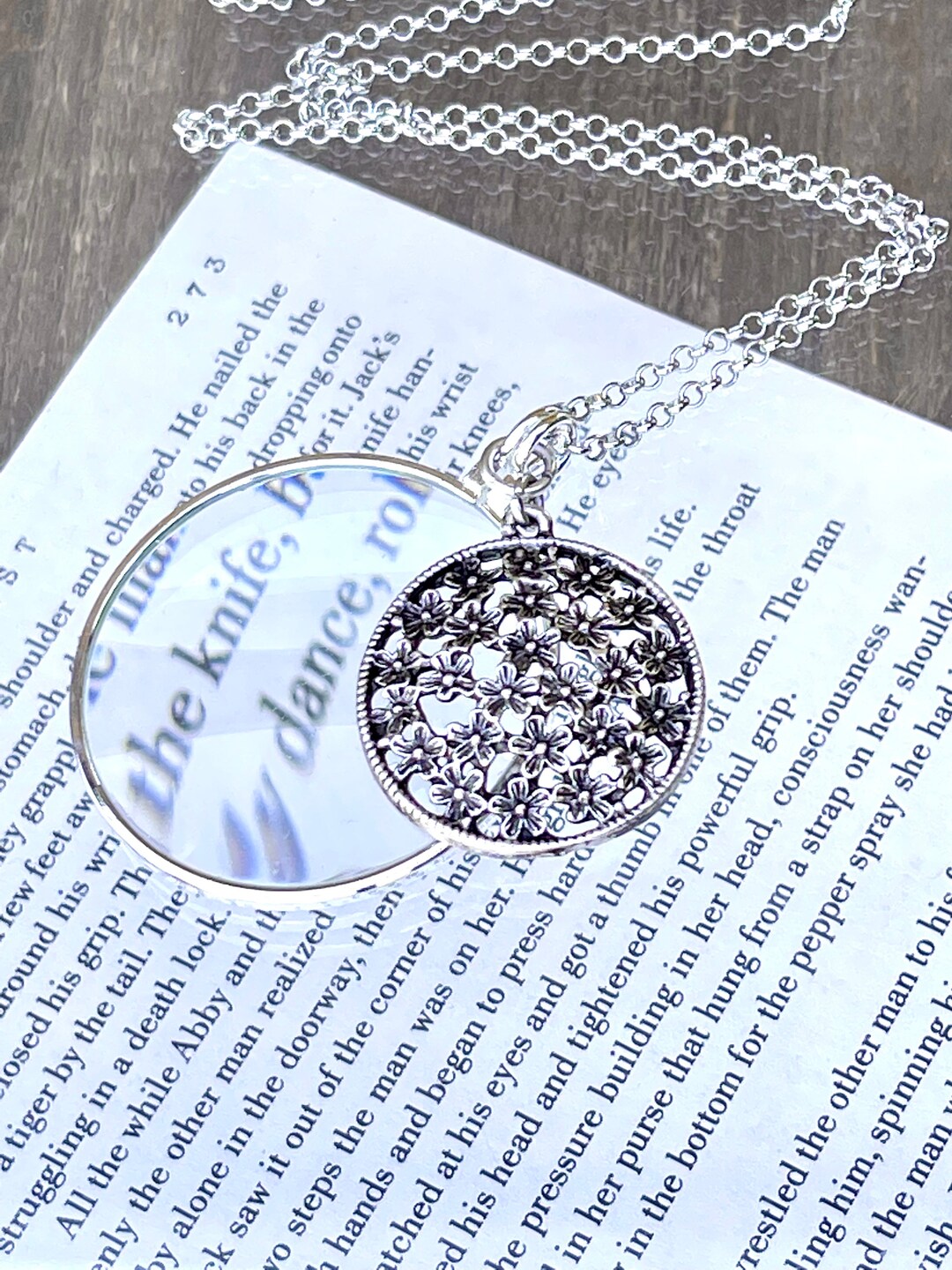 Sterling Silver Magnifying Glass Necklace, Sterling Silver Monocle ...