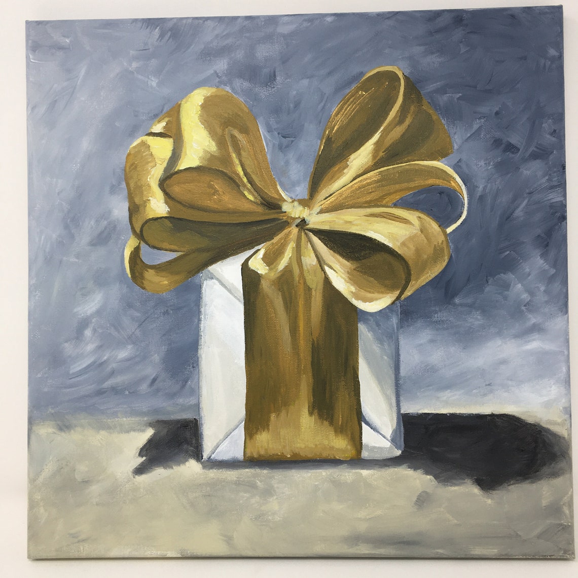 Gold Bow Painting: Original Gift Art, Any Size - Etsy