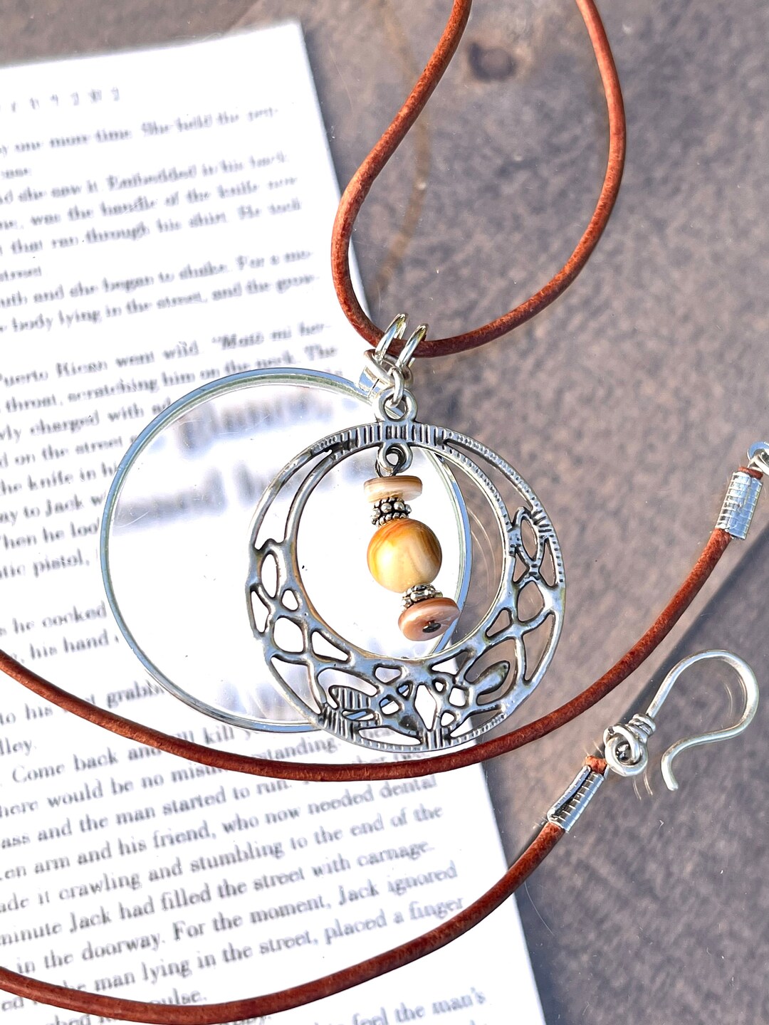 Sterling Silver Magnifying Glass Necklace, Silver Monocle Necklace ...