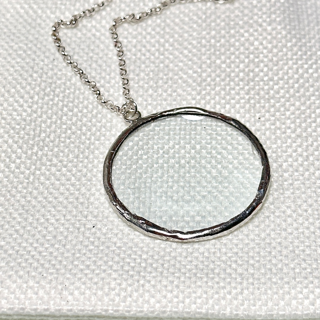 Sterling Silver Magnifying Glass Necklace, Silver Monocle Necklace ...