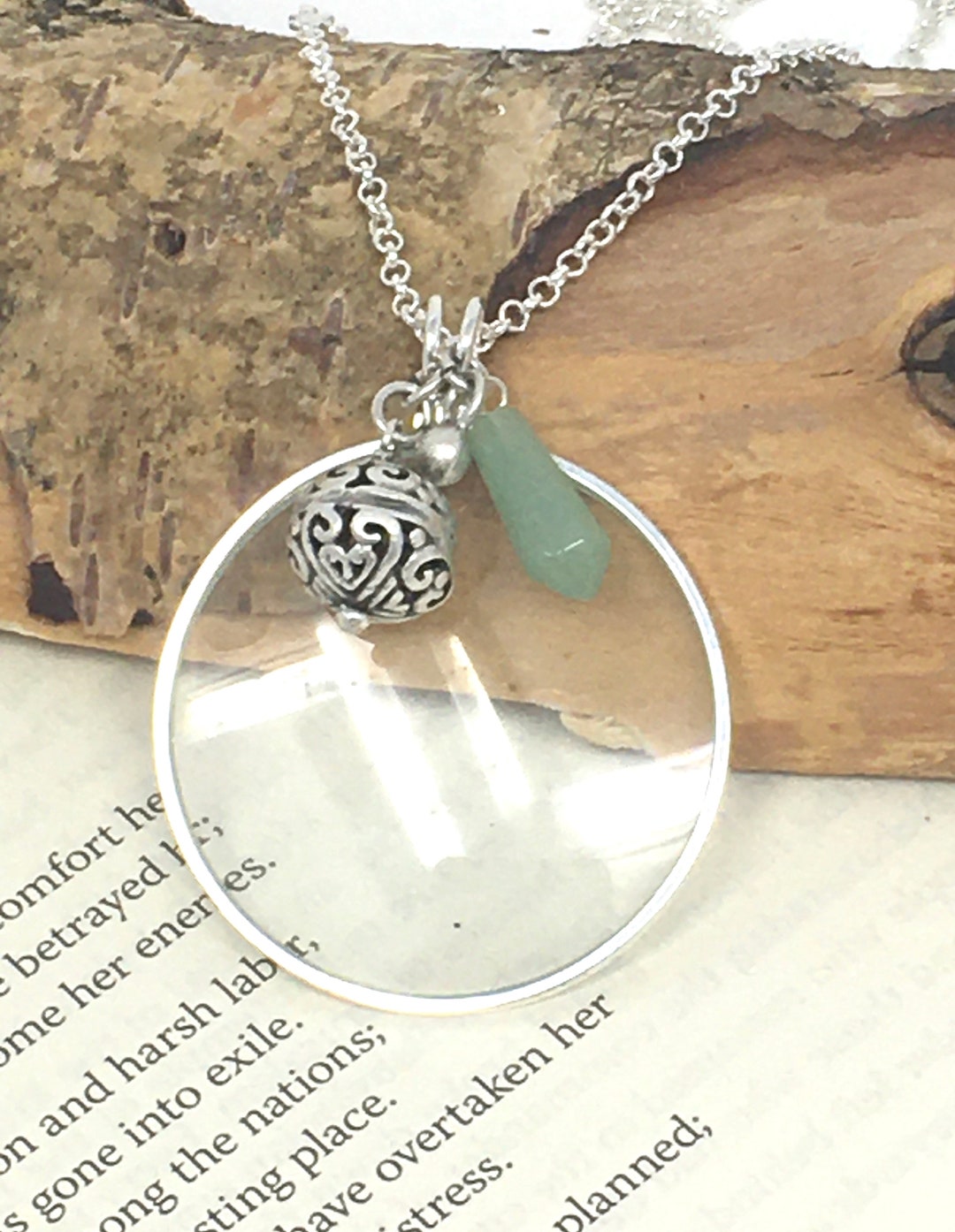 Sterling Silver Magnifying Glass Necklace, Silver Monocle Necklace ...