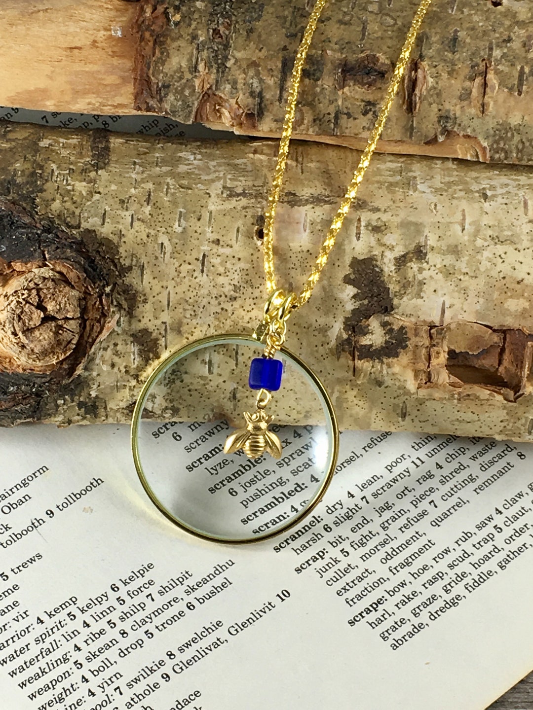 Gold Magnifying Glass Necklace, Gold Monocle Necklace, Made in USA - Etsy