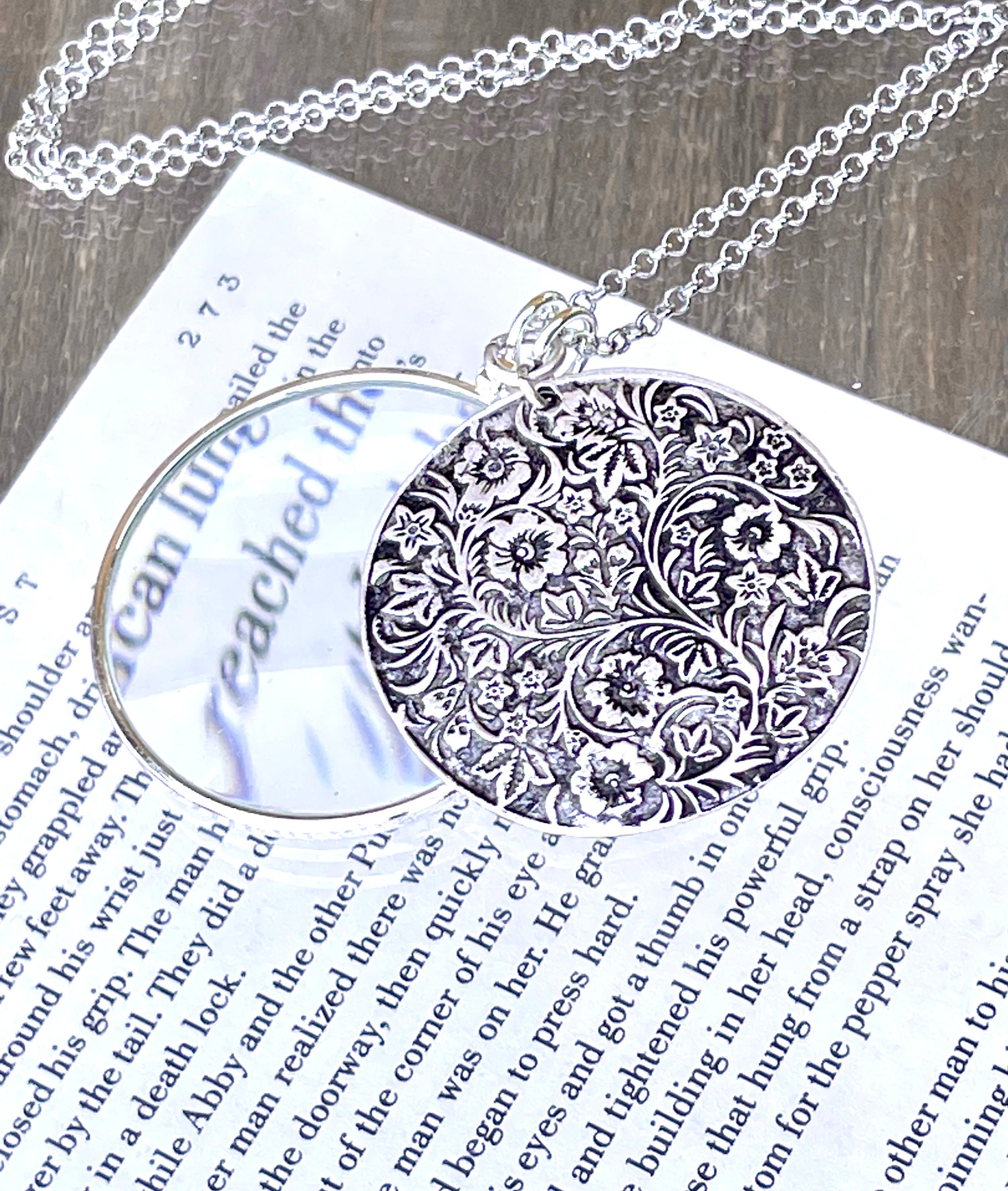 Sterling Silver Magnifying Glass Necklace, Sterling Silver Monocle ...