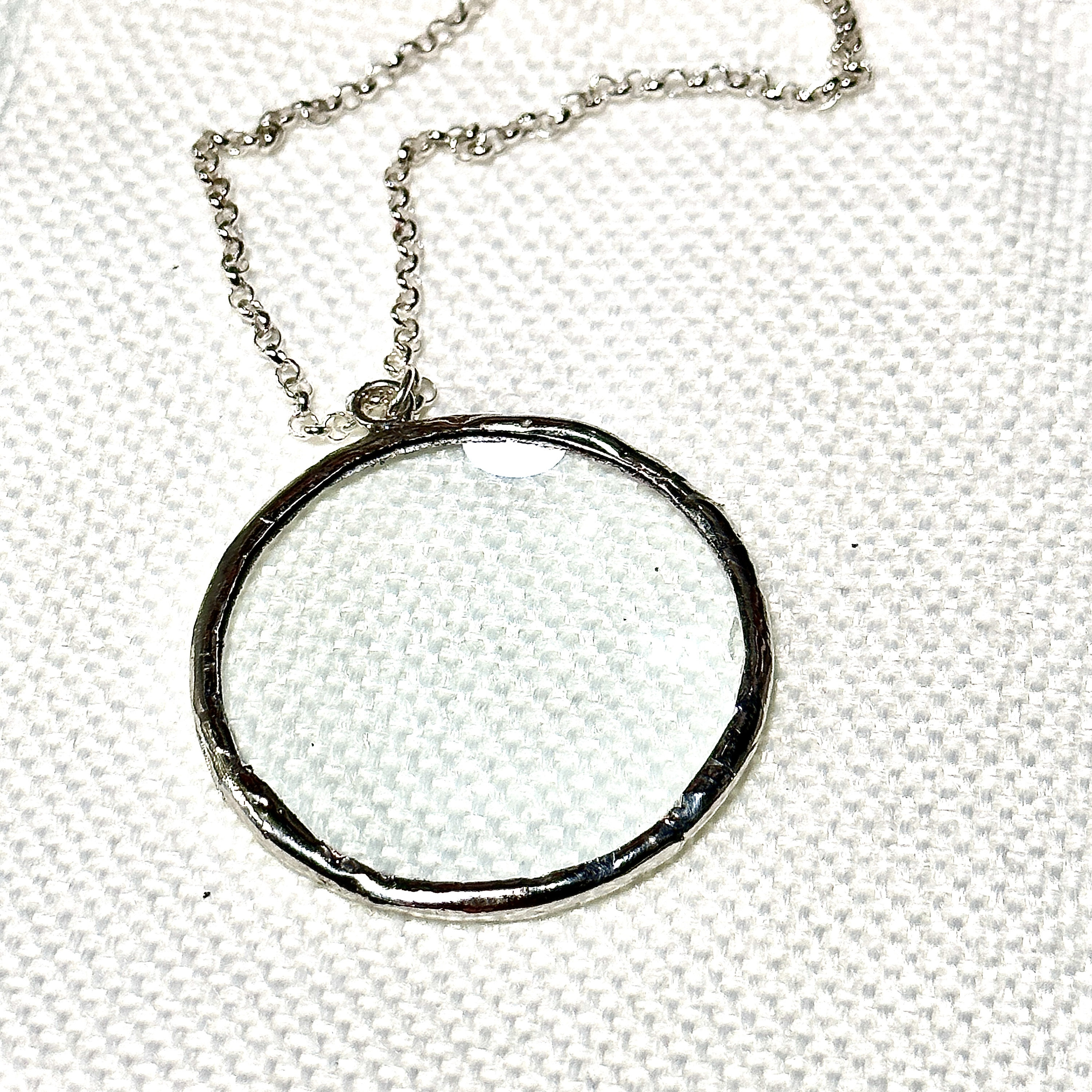 Sterling Silver Magnifying Glass Necklace, Silver Monocle Necklace ...