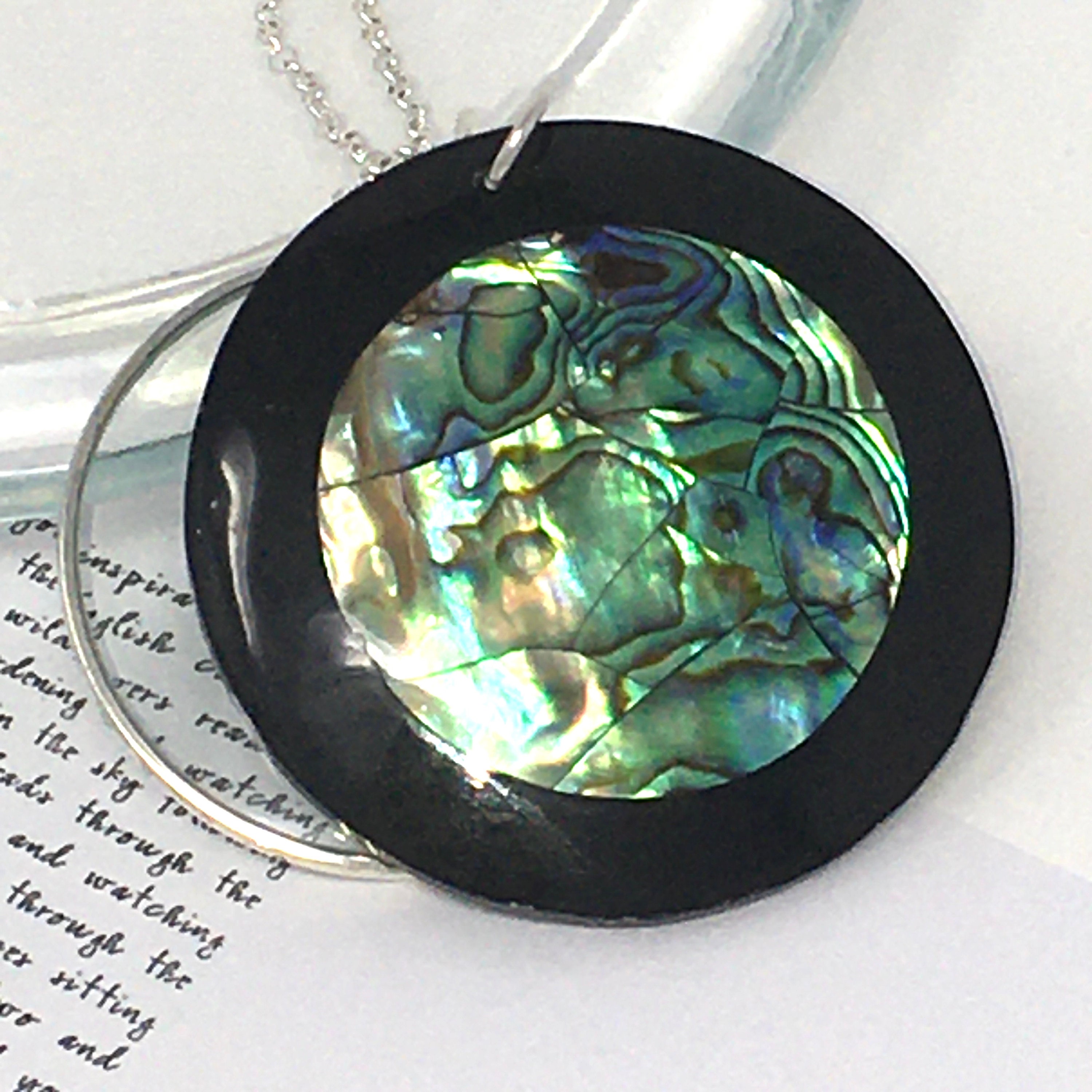 Magnifying Glass Necklace with Shell Detail Pendant, Monocle Necklace