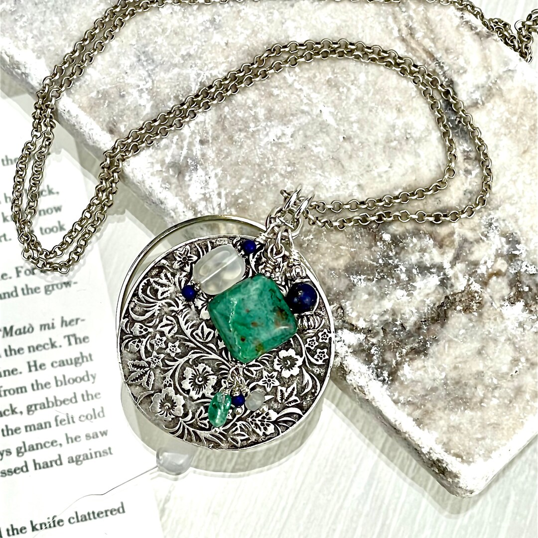 Sterling Silver Magnifying Glass Necklace, Silver Monocle Necklace ...