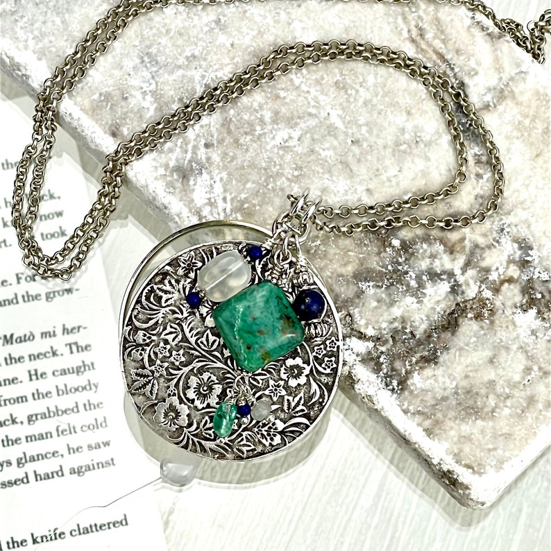 Sterling Silver Magnifying Glass Necklace, Silver Monocle Necklace ...