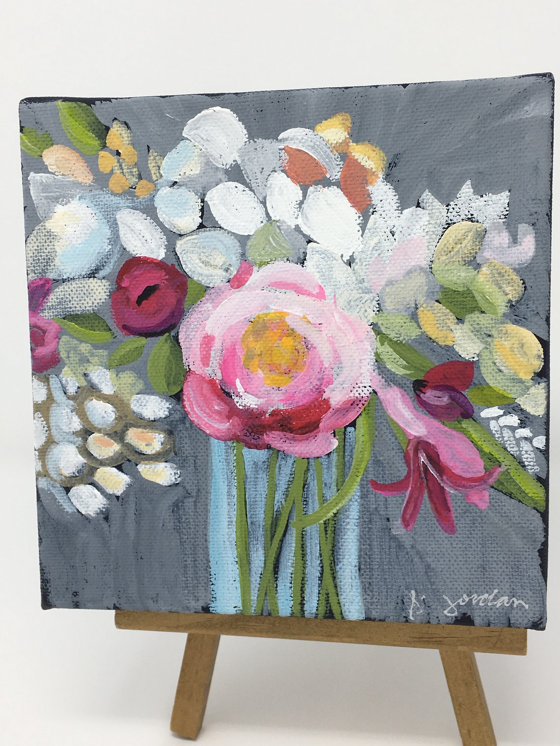 Abstract Floral Original Painting Gray Original Floral | Etsy